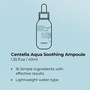 COSRX Hydrium Centella Aqua Soothing Ampoule | 40ml/1.35 fl.oz | Centella Asiatica (Cica) 42% Lightweight Facial Moisturiser Essence | Daily Serum | Korean Skin Care, Animal Testing Free, Paraben Free