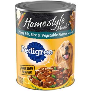 pedigree homestyle meals adult canned soft wet meaty dog food prime rib, rice and vegetable flavor, (12) 13.2 oz. cans