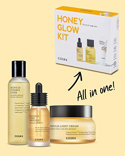 COSRX Honey Glow Kit | Propolis Synergy Toner, Ampoule, Cream | Moisturizing, Hydrating, Nourishing