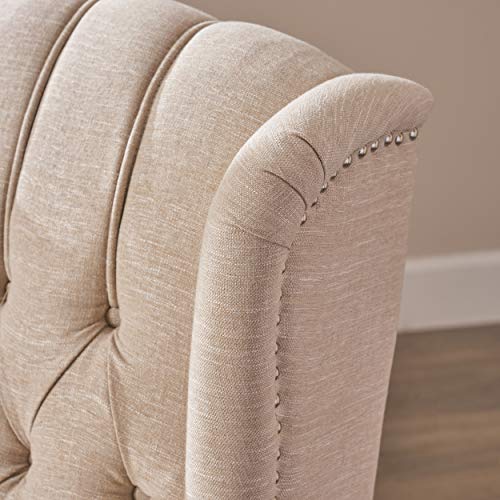 CHRISTOPHER KNIGHT HOME GDF Studio Elizabeth Tufted Fabric Recliner, Vintage Reclining Reading Armchair, Light Beige