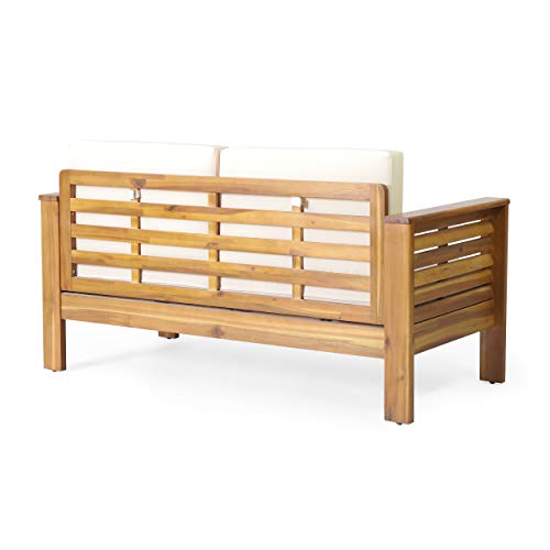 Christopher Knight Home Louver Chat Set, Teak + Cream