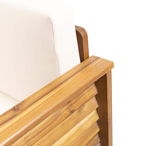 Christopher Knight Home Louver Chat Set, Teak + Cream