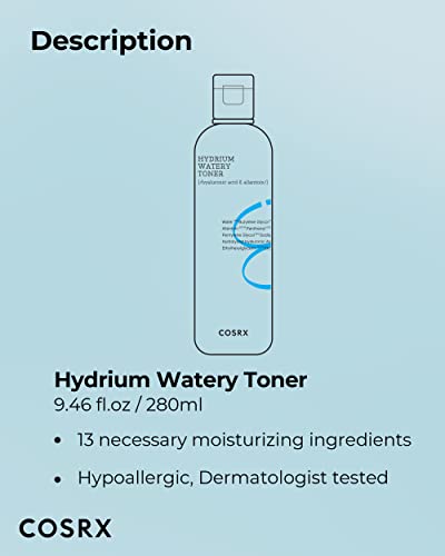 COSRX Hydrium Watery Toner, 150ml / 5.07 fl.oz | Hyaluronic Acid Moisture Toner | Korean Skin Care, Animal Testing Free, Paraben Free