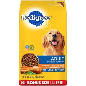 pedigree complete nutrition adult dry dog food roasted chicken, rice & vegetable flavor, 40 lb. bag