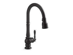 kohler 99259-bl k-99259-bl artifacts kitchen sink faucet, 17.63 x 4.31 x 8.50 inches, matte black