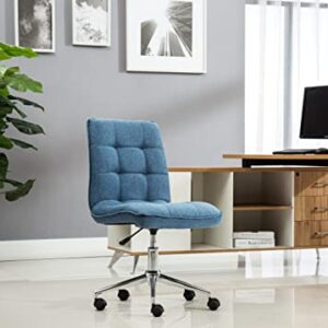 Porthos Home Leanne Task Chair with Height Adjustment, 360° Swivel, Steel Base and Tufted Polyester Upholstery (Armless Design for Small Homes and Offices), One Size, Blue