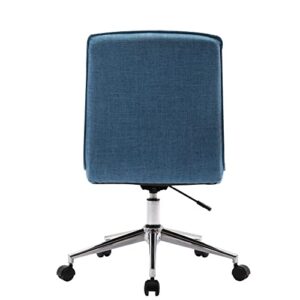 Porthos Home Leanne Task Chair with Height Adjustment, 360° Swivel, Steel Base and Tufted Polyester Upholstery (Armless Design for Small Homes and Offices), One Size, Blue