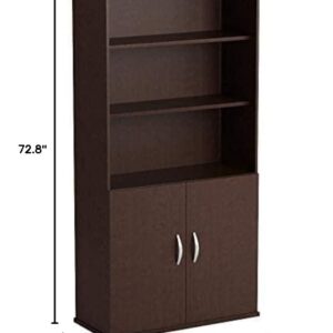 Bush Business Furniture Series C 36W 5 Shelf Bookcase with Doors in Mocha Cherry