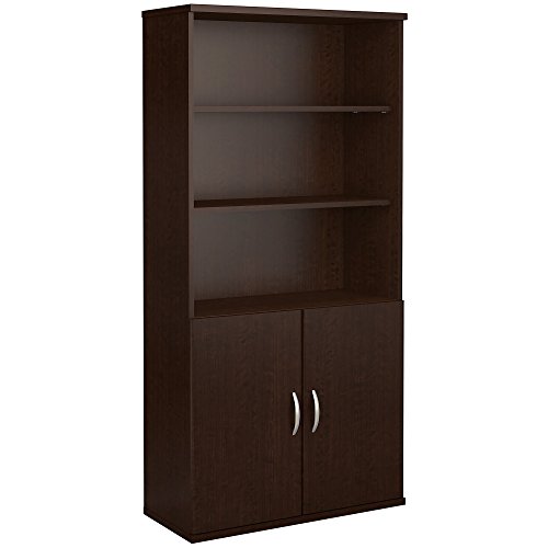 Bush Business Furniture Series C 36W 5 Shelf Bookcase with Doors in Mocha Cherry