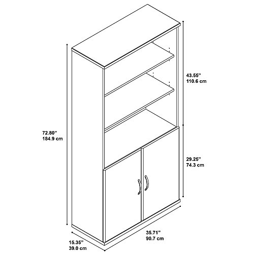 Bush Business Furniture Series C 36W 5 Shelf Bookcase with Doors in Mocha Cherry