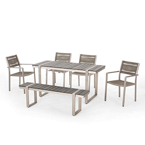 Christopher Knight Home Quay Dining Sets, Gray + Silver + Taupe