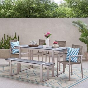 Christopher Knight Home Quay Dining Sets, Gray + Silver + Taupe