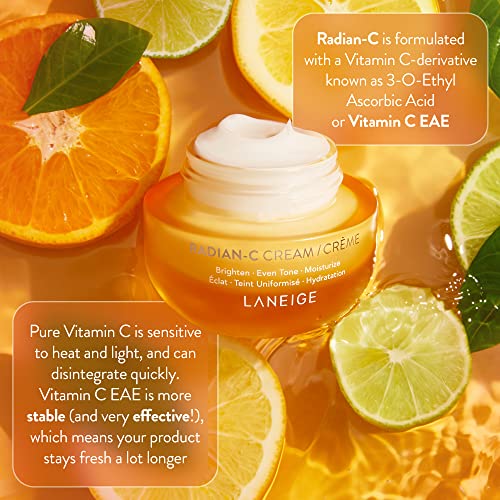 LANEIGE Radian-C Cream: Hydrate, Visibly Brighten & Reduce Look of Dark Spots with Vitamin C EAE & Vitamin E, 1.0 fl. oz.