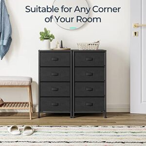 LINSY HOME Dresser for Bedroom, Black Dresser with 4 Drawers, Chest of Drawers with Wood Top and Steel Frame, Storage Drawers for Closet, Living Room, Hallway, Entryway