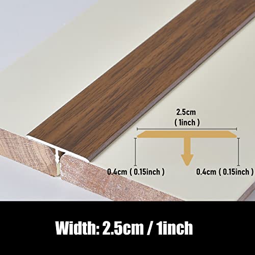 Doorway Uneven Floor Transition Strip, Floor Edge Protective Strip Gap Transition Rail Tile Trim, Brown Wood Effect T-Molding Threshold Carpet Cover, Aluminum, 35"/39"/43"/47"/51"/55"/59" Long ( Color