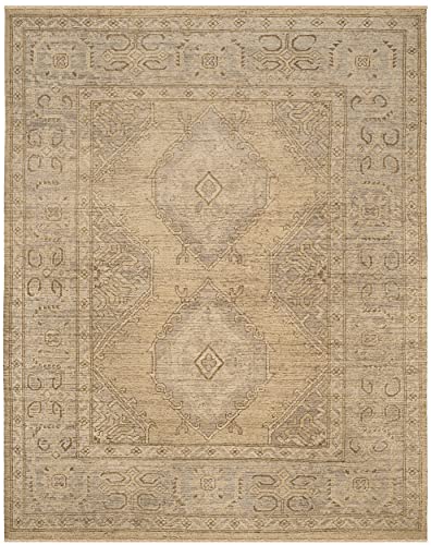 SAFAVIEH Izmir Collection 8' x 10' Gold / Grey IZM180A Hand-Knotted Traditional Premium New Zealand Wool Area Rug