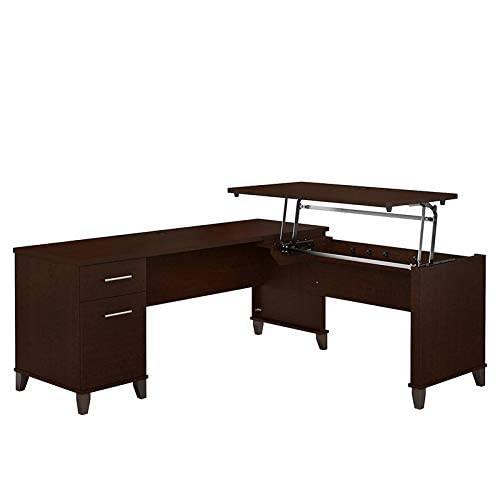 Bush Furniture Somerset 72W 3 Position Sit to Stand L Shaped Desk in Mocha Cherry