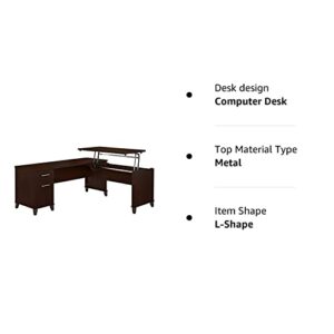 Bush Furniture Somerset 72W 3 Position Sit to Stand L Shaped Desk in Mocha Cherry