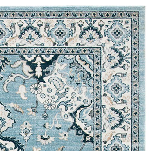 SAFAVIEH Isabella Collection 8' x 10' Light Blue/Cream ISA921M Oriental Non-Shedding Living Room Bedroom Dining Home Office Area Rug