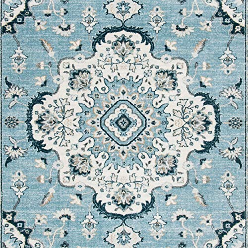 SAFAVIEH Isabella Collection 8' x 10' Light Blue/Cream ISA921M Oriental Non-Shedding Living Room Bedroom Dining Home Office Area Rug