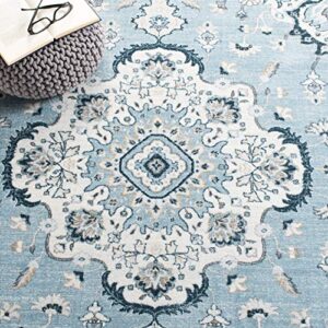 SAFAVIEH Isabella Collection 8' x 10' Light Blue/Cream ISA921M Oriental Non-Shedding Living Room Bedroom Dining Home Office Area Rug