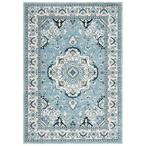 SAFAVIEH Isabella Collection 8' x 10' Light Blue/Cream ISA921M Oriental Non-Shedding Living Room Bedroom Dining Home Office Area Rug