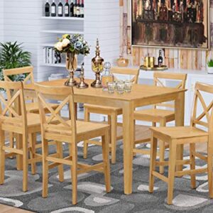 East West Furniture CAPB7H-OAK-W Dining Set, 7-Piece