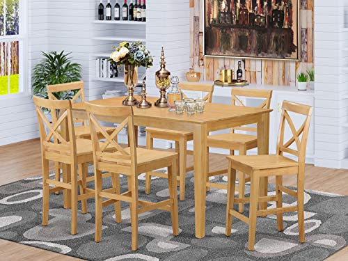 East West Furniture CAPB7H-OAK-W Dining Set, 7-Piece