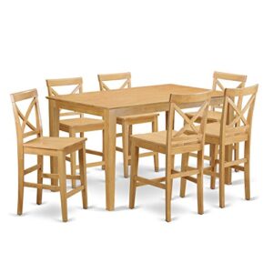 East West Furniture CAPB7H-OAK-W Dining Set, 7-Piece