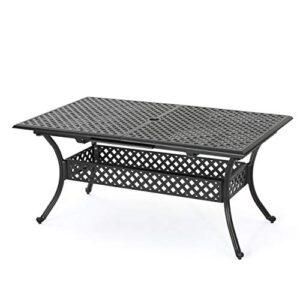 christopher knight home abigail outdoor cast aluminum expandable rectangular dining table, shiny copper finish