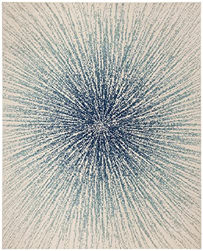 SAFAVIEH Evoke Collection 8' x 10' Royal / Ivory EVK228A Abstract Burst Non-Shedding Living Room Bedroom Dining Home Office Area Rug