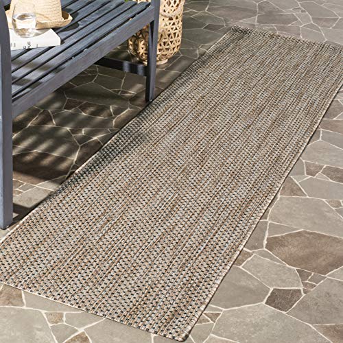 SAFAVIEH Courtyard Collection CY8521 Indoor/ Outdoor splashpoof Easy scrubbing Patio Backyard Mudroom Runner-Rug, 2'3' x 8', Natural/Black