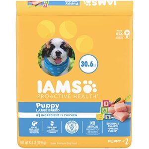 iams smart puppy large breed dry puppy food with real chicken, 30.6 lb. bag