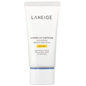 laneige hydro uv defense spf 50+: lightweight, daily, non-greasy, sunscreen for uva & uvb protection, 1.6 fl. oz.