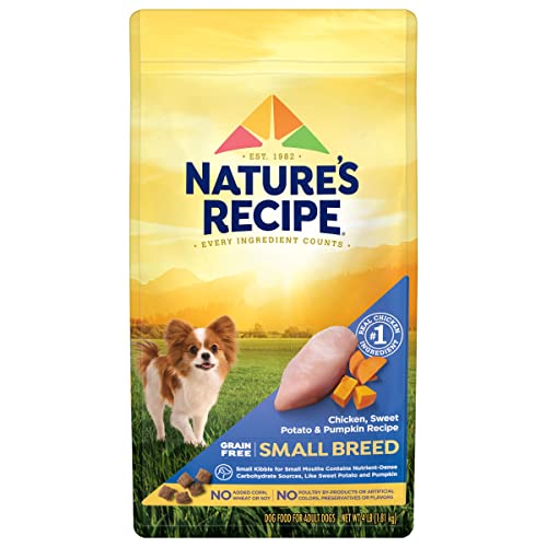 Nature's Recipe Grain Free Small Breed Dry Dog Food, Chicken, Sweet Potato & Pumpkin Recipe, 4 Pounds, Easy to Digest (Package May Vary)