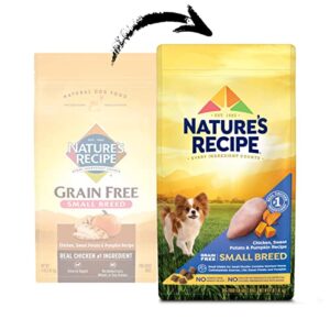 Nature's Recipe Grain Free Small Breed Dry Dog Food, Chicken, Sweet Potato & Pumpkin Recipe, 4 Pounds, Easy to Digest (Package May Vary)