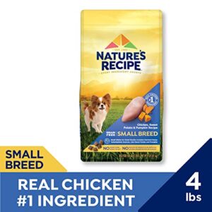 Nature's Recipe Grain Free Small Breed Dry Dog Food, Chicken, Sweet Potato & Pumpkin Recipe, 4 Pounds, Easy to Digest (Package May Vary)