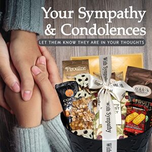 Sincere Sympathy and Condolence Gift Basket, Sympathy Food Basket for Loss of a Loved One, Gourmet & Beautifully Arranged Funeral Basket, Bereavement Care Package for Mourning and Grieving, by Nikki’s Gift Basket