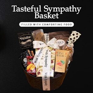 Sincere Sympathy and Condolence Gift Basket, Sympathy Food Basket for Loss of a Loved One, Gourmet & Beautifully Arranged Funeral Basket, Bereavement Care Package for Mourning and Grieving, by Nikki’s Gift Basket