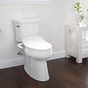 KOHLER K-5724-0 Puretide Bidet Toliet Seat, Elongated Manual Non Electric Bidet with Adjusting Spray Pressure and Position, White Quiet-Close Lid