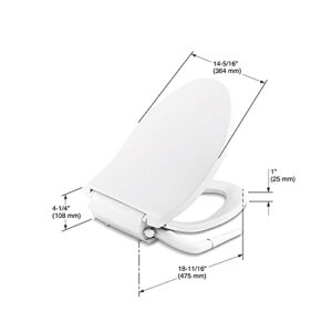 KOHLER K-5724-0 Puretide Bidet Toliet Seat, Elongated Manual Non Electric Bidet with Adjusting Spray Pressure and Position, White Quiet-Close Lid