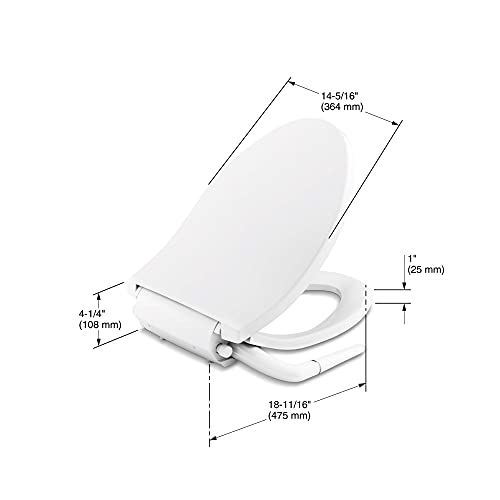 KOHLER K-5724-0 Puretide Bidet Toliet Seat, Elongated Manual Non Electric Bidet with Adjusting Spray Pressure and Position, White Quiet-Close Lid