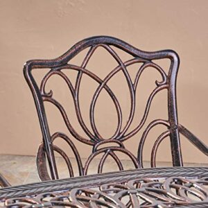 Christopher Knight Home Haitian Cast Aluminum Outdoor Dining Set, 7-Pcs Set, Copper