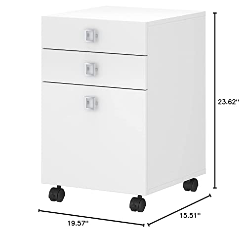 Bush Business Furniture Echo 3 Drawer Mobile File Cabinet, Pure White