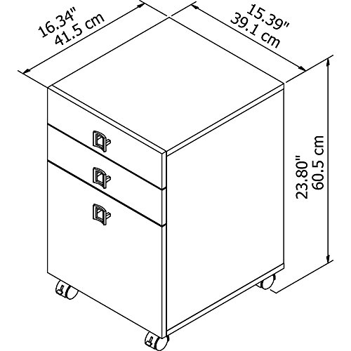 Bush Business Furniture Echo 3 Drawer Mobile File Cabinet, Pure White