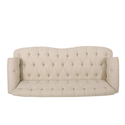 Christopher Knight Home Tracy Contemporary Deep Tufted Sofa with Nailhead Trim, Beige