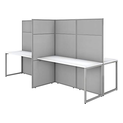 Bush Business Furniture Easy Office 4 Person Cubicle Desk Workstation, 60W x 66H, Pure White