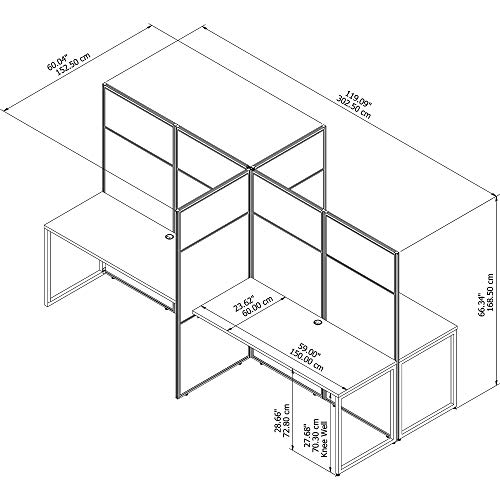 Bush Business Furniture Easy Office 4 Person Cubicle Desk Workstation, 60W x 66H, Pure White