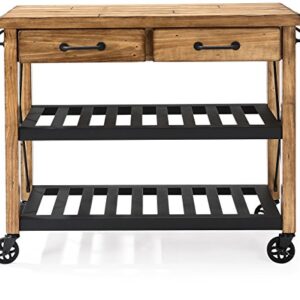 Crosley Furniture Roots Rack Industrial Rolling Kitchen Cart, Natural