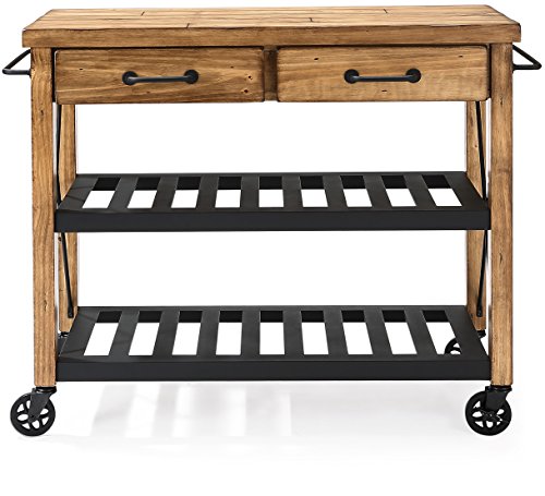 Crosley Furniture Roots Rack Industrial Rolling Kitchen Cart, Natural